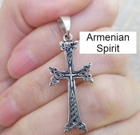 Armenian jewelry Cross Silver 925 Armenian khachkar Gift Male | Etsy