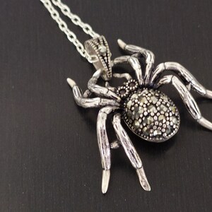 Goth Jewelry Spider Gothic Pendant Black Silver Marcasite | Etsy