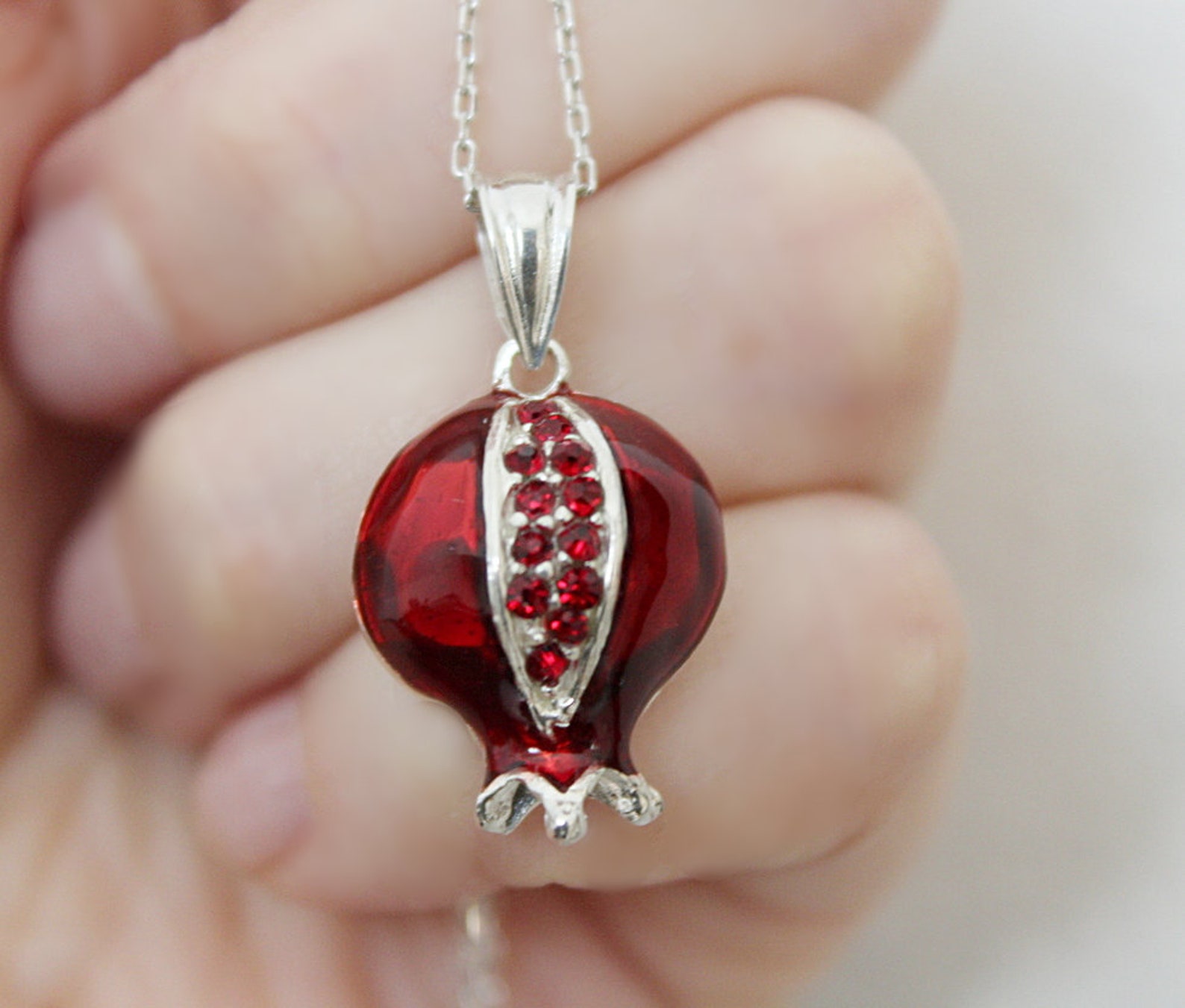 Pomegranate Pendant Wholesale Sterling Silver 925 Red - Etsy