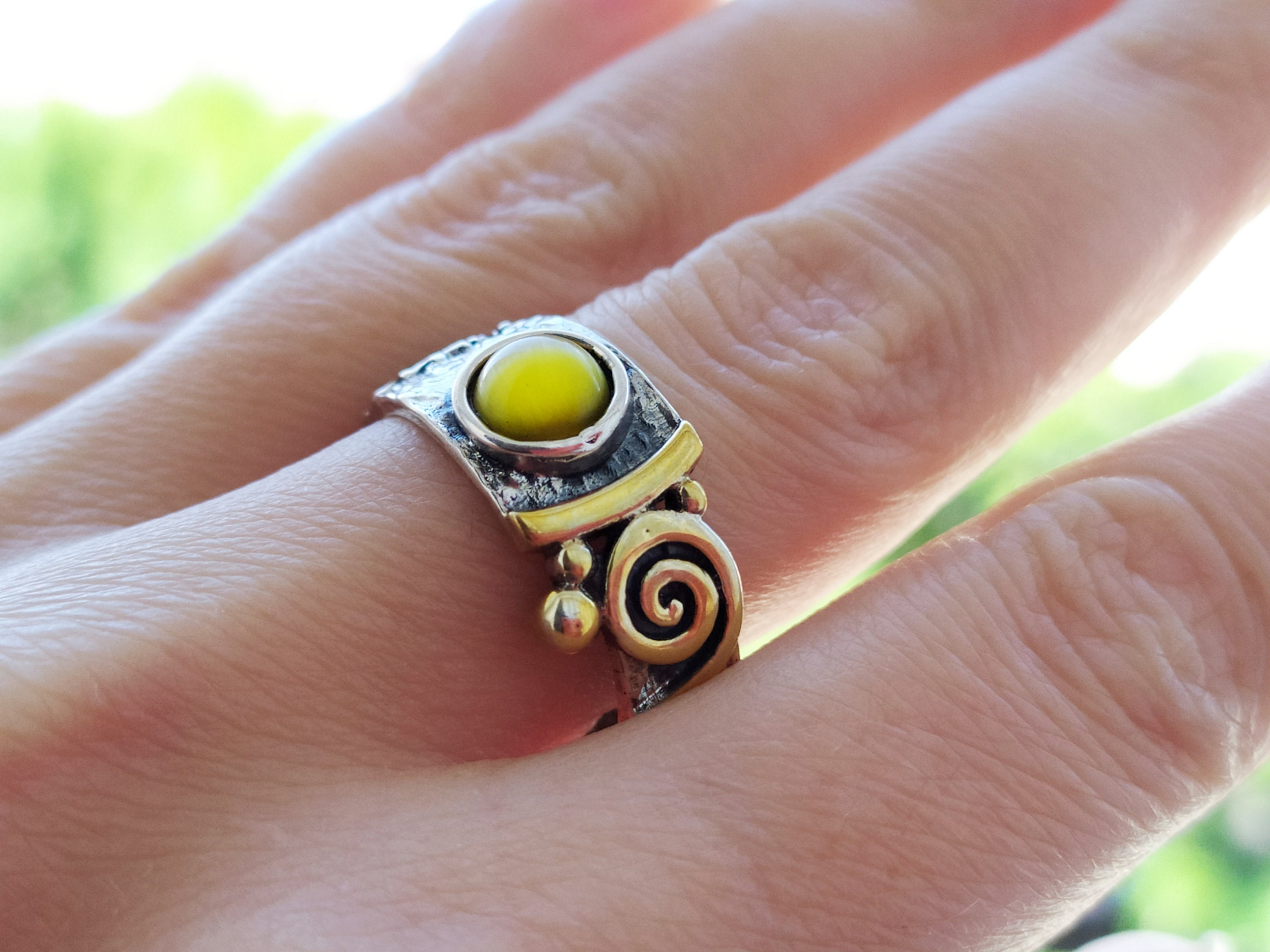 Rings Lightweight Gemstone Sterling Silver 925 Small Yellow - Etsy