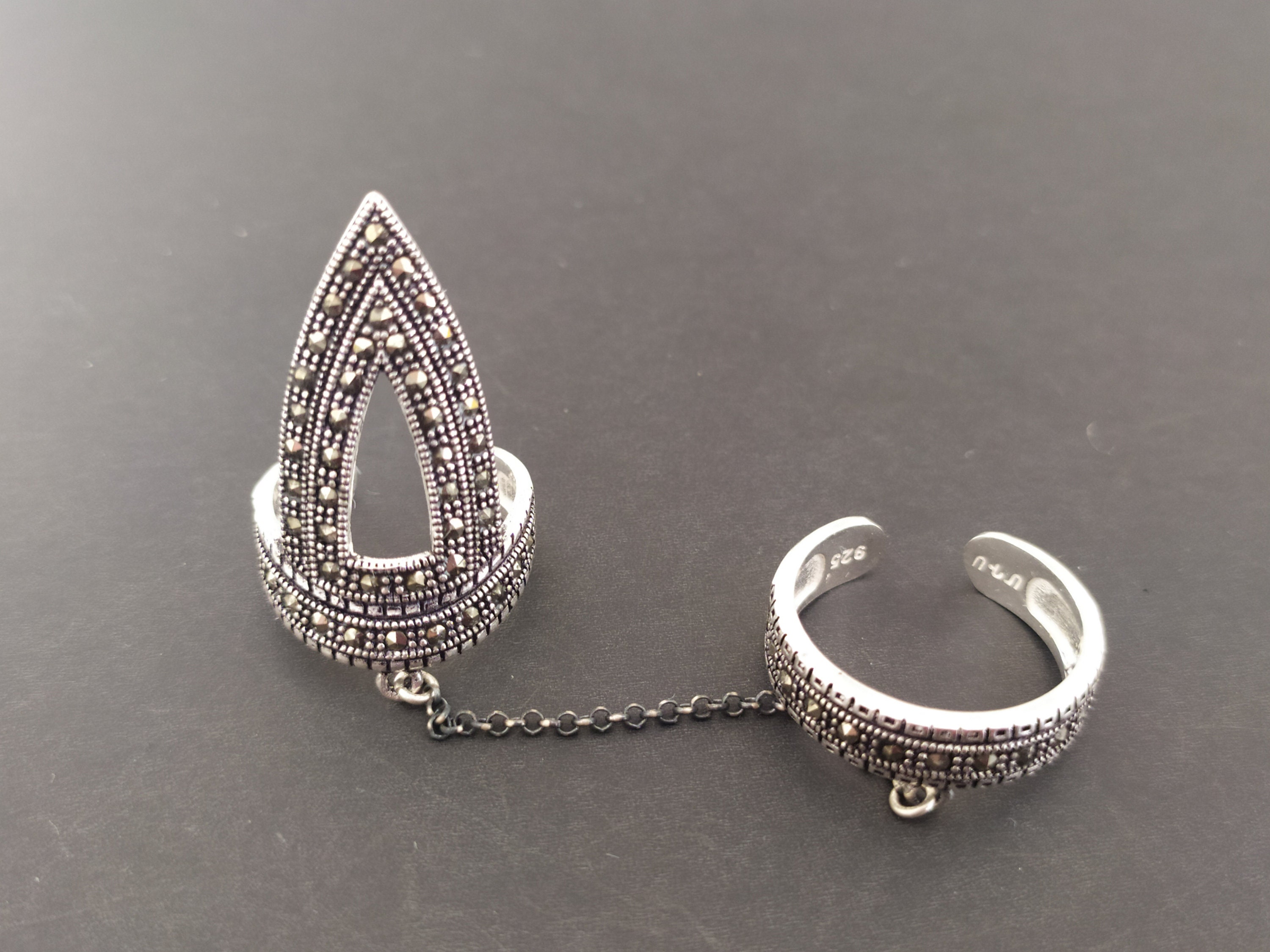 Full Finger Ring Armor Double Ring Sterling Shield Ring | Etsy