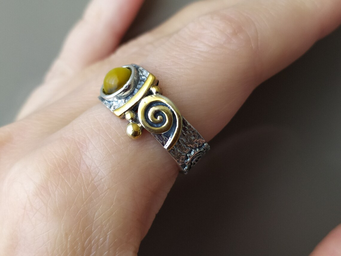 Rings Lightweight Gemstone Sterling Silver 925 Small Yellow - Etsy