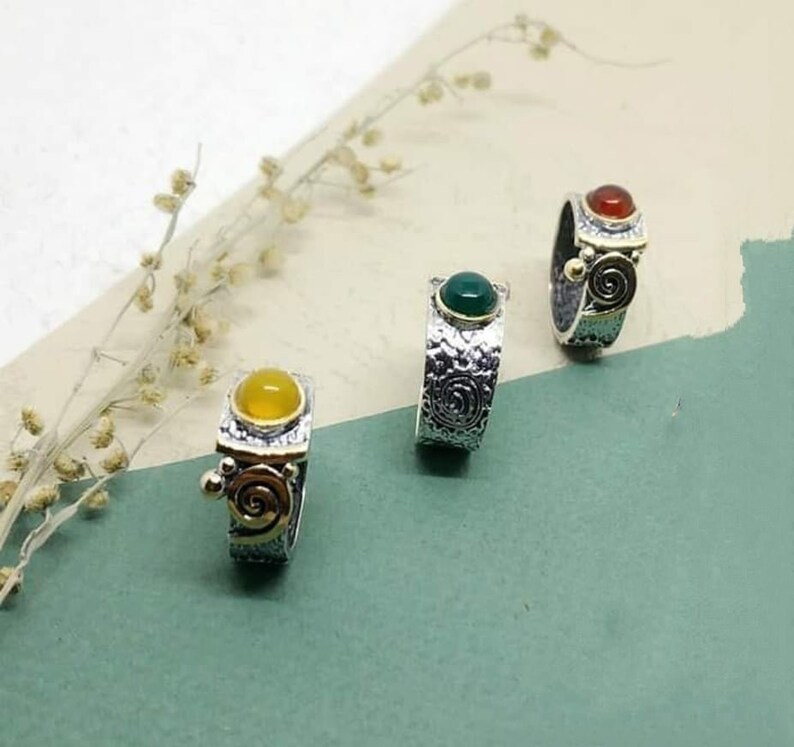 Rings Lightweight Gemstone Sterling Silver 925 Small Yellow - Etsy