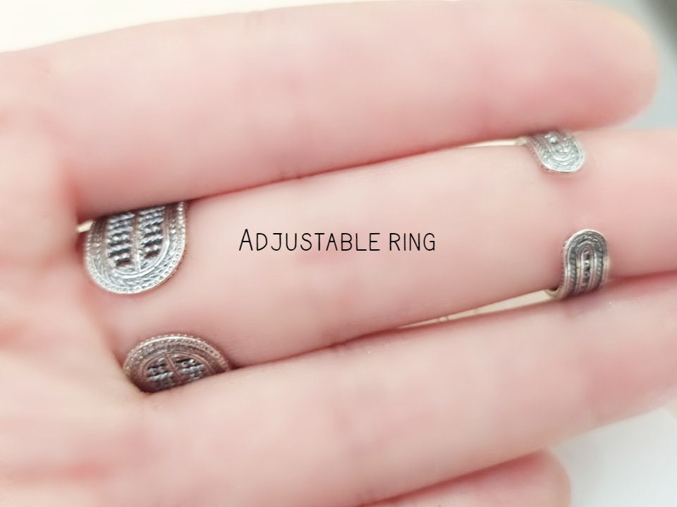 Armenian jewelry Double ring with chain Silver 925 full finger | Etsy