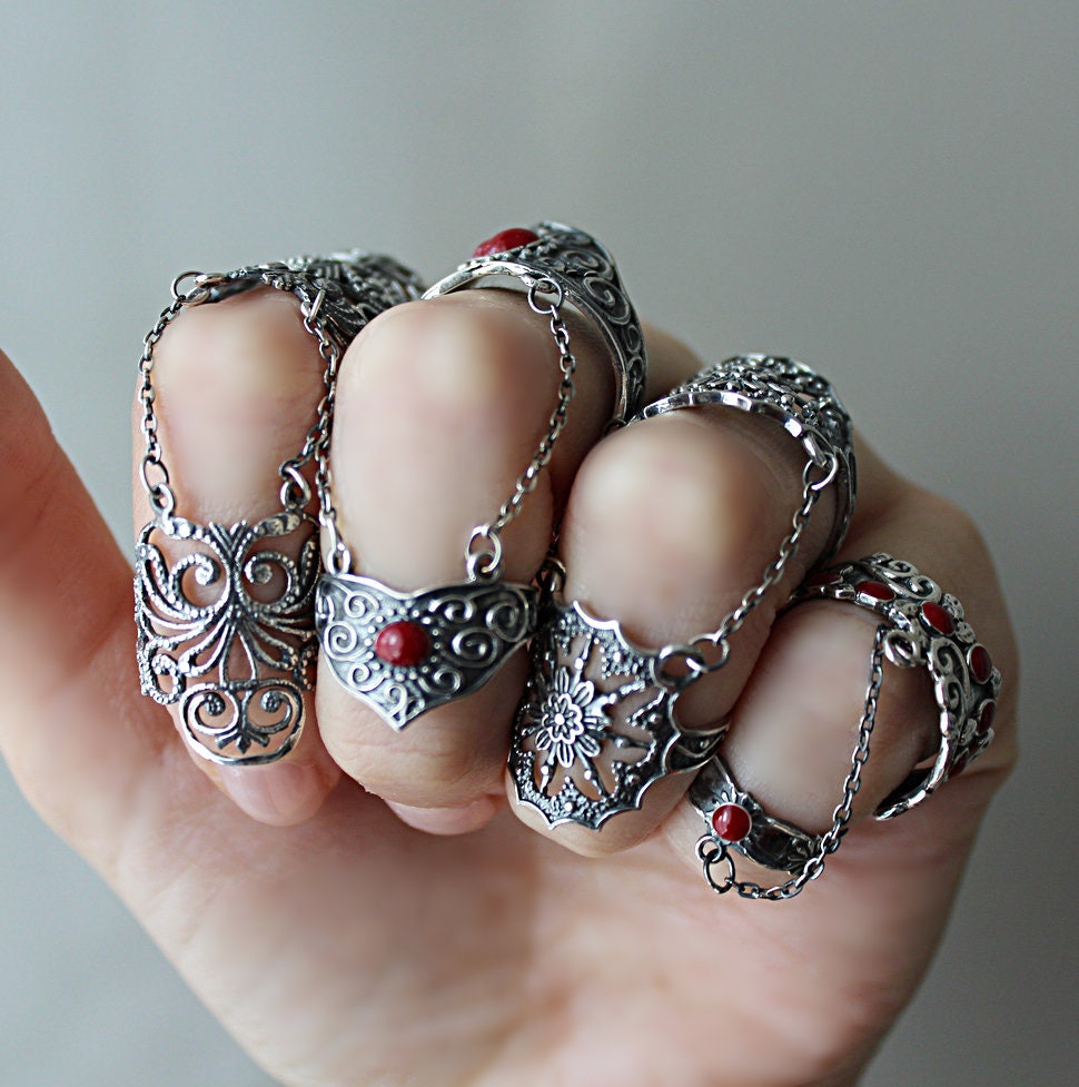 Armor Ring Sterling Silver CHOOSE Shield Ring Full Finger - Etsy UK