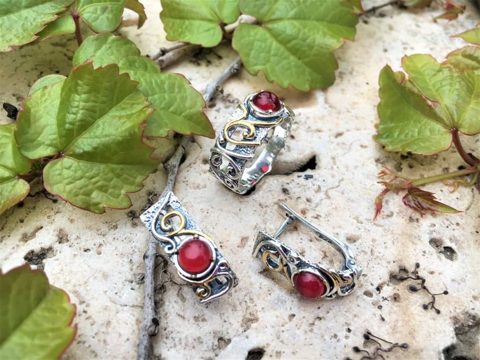 RING Sterling SILVER 925 Small ring with natural green jadeite | Etsy