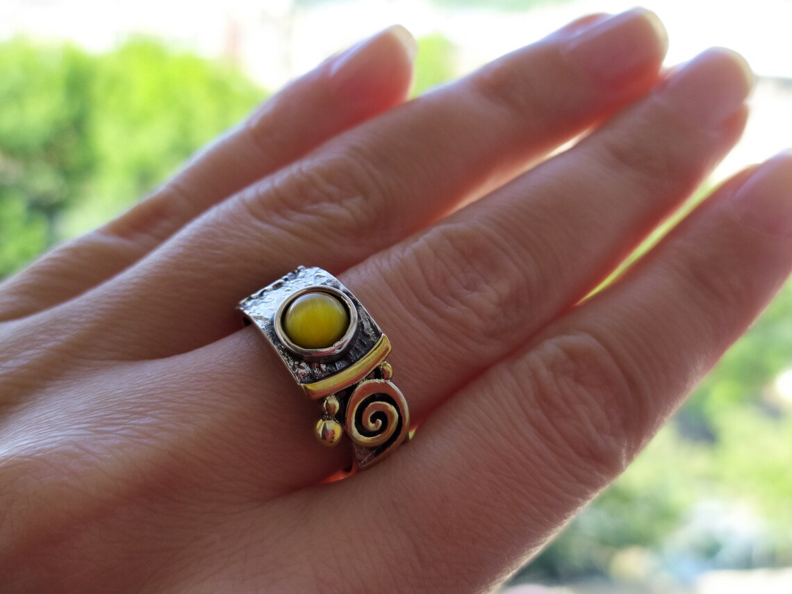 Rings Lightweight Gemstone Sterling Silver 925 Small Yellow - Etsy