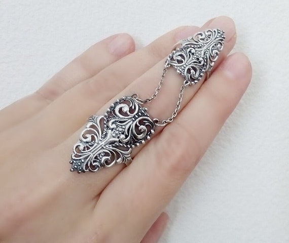 Armor Ring Sterling Silver Rings Double Armenian Armored | Etsy