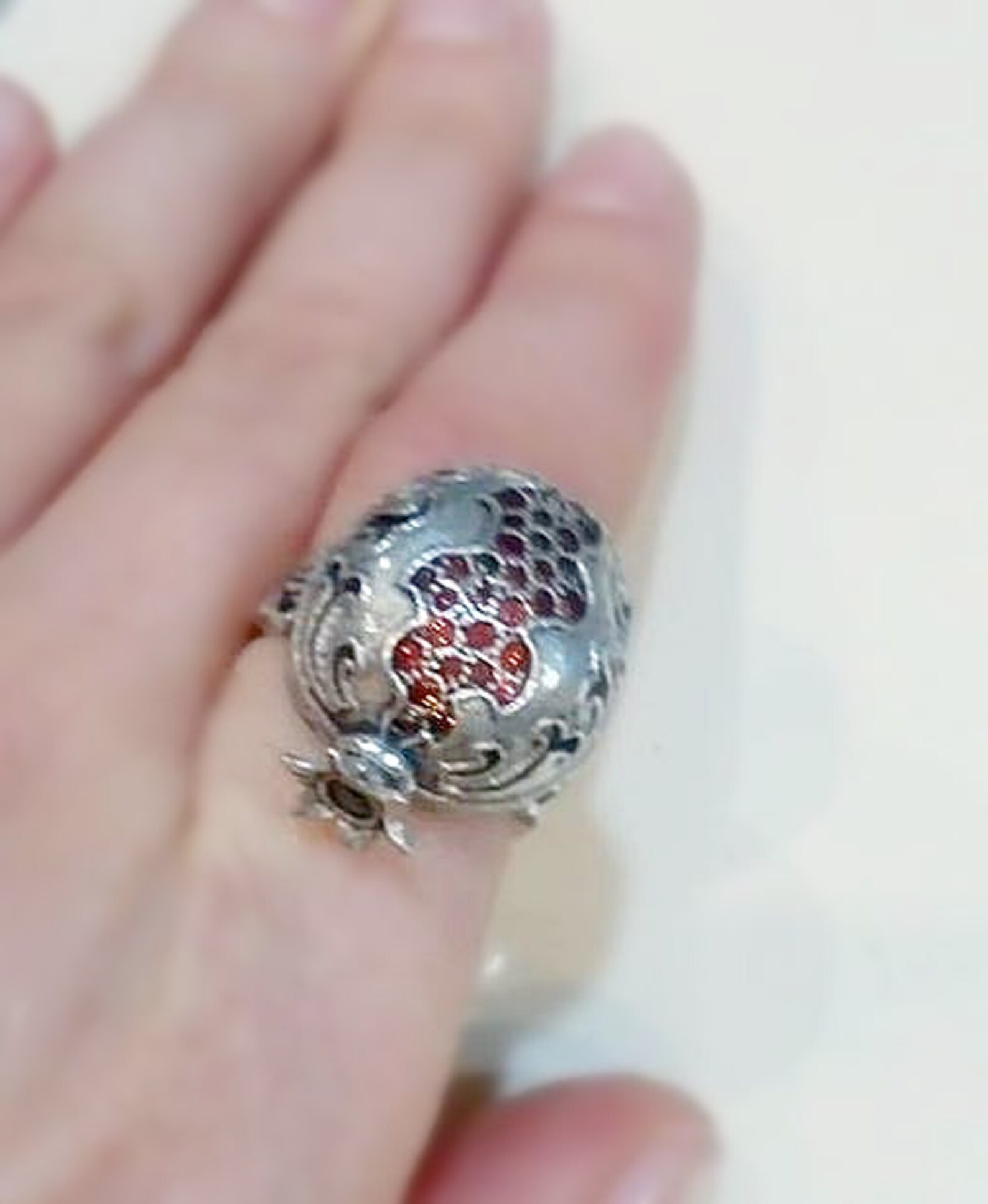 Persephone Ring Garnet Stones SILVER Pomegranate Armenian - Etsy