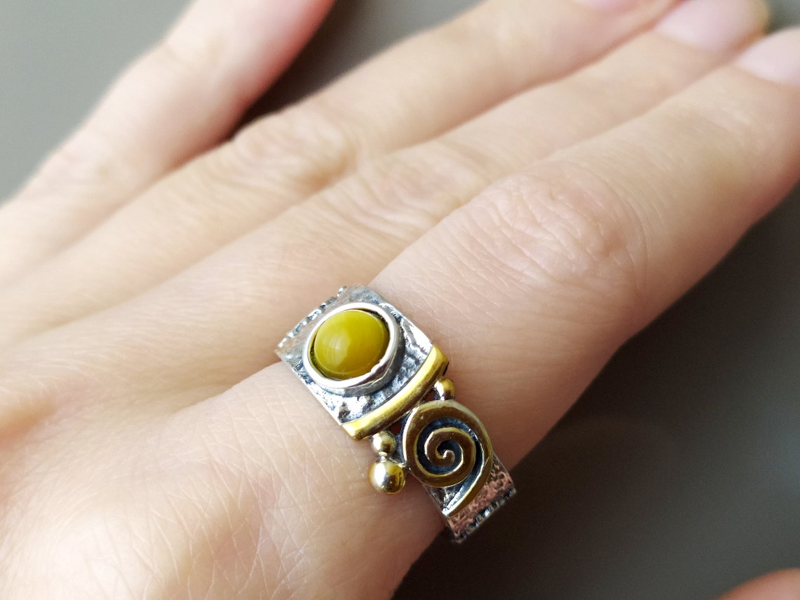 Rings Lightweight Gemstone Sterling Silver 925 Small Yellow - Etsy