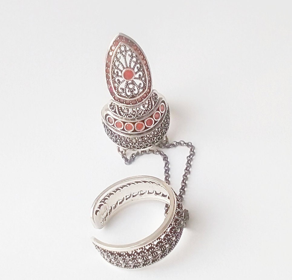 Armor Ring White Stones Shield Rings Armored Full Finger - Etsy