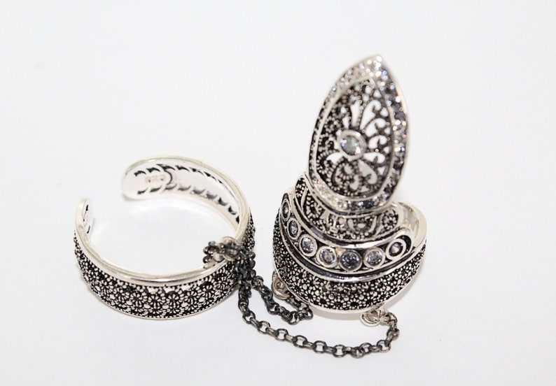 Armor Ring White Stones Shield Rings Armored Full Finger - Etsy