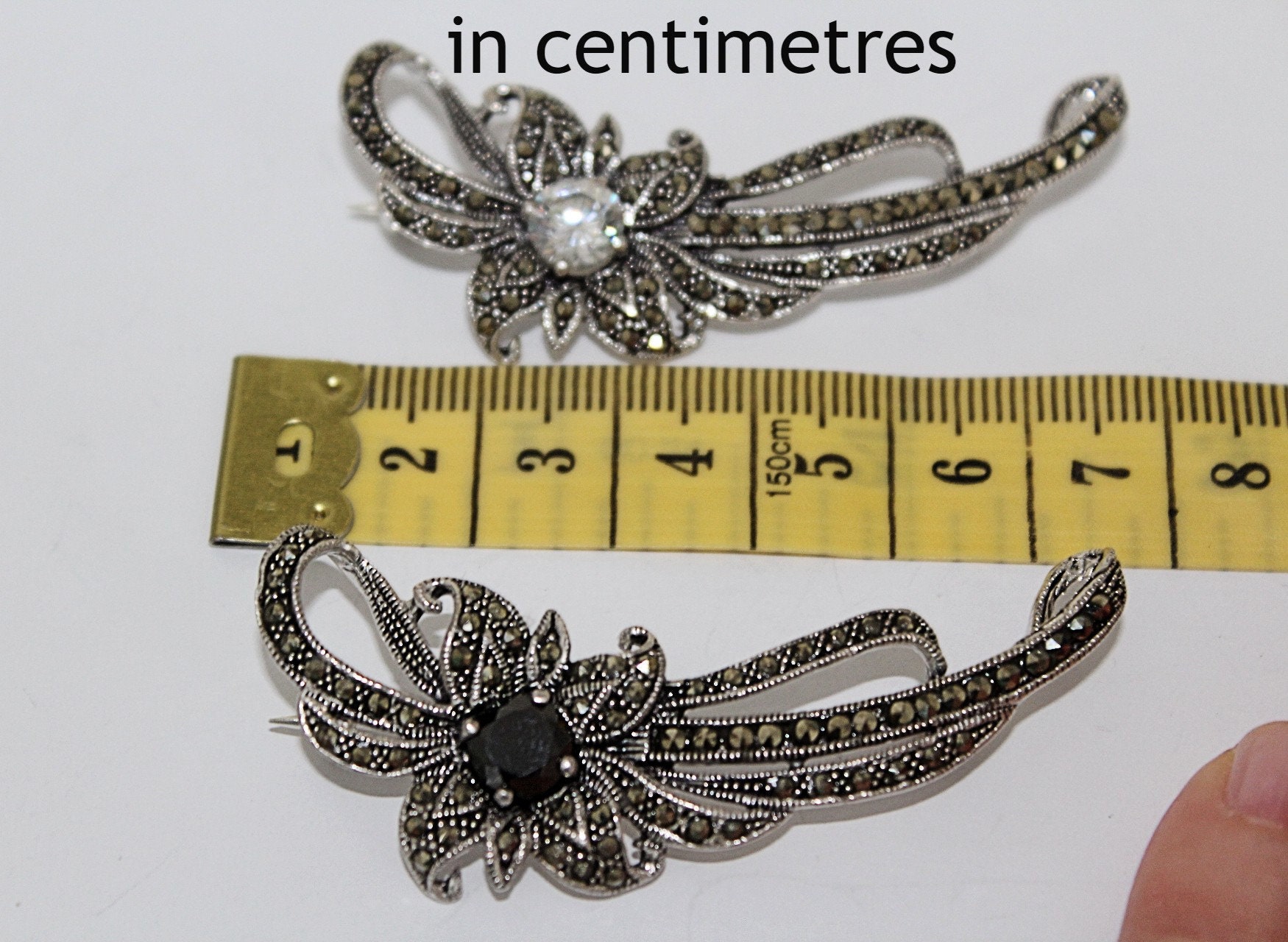 Vintage Broche Silver 925 Marcasite Broach Crystal Flower - Etsy