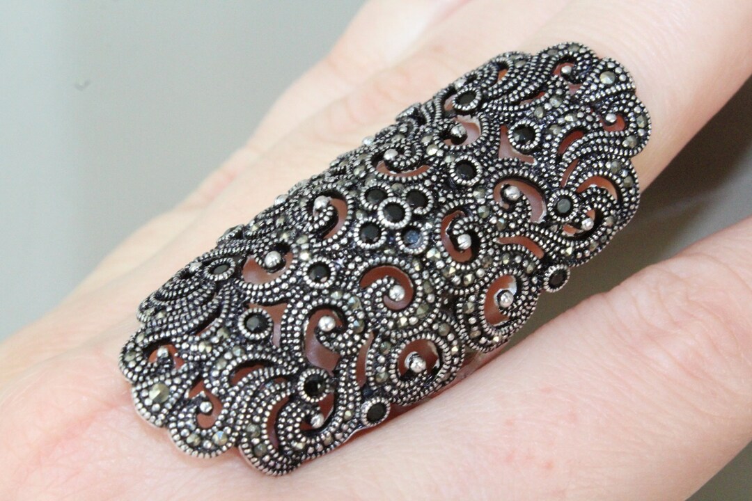 Armor Ring Full Finger Cover Rings Marcasite Jewelry Shield Rings ...
