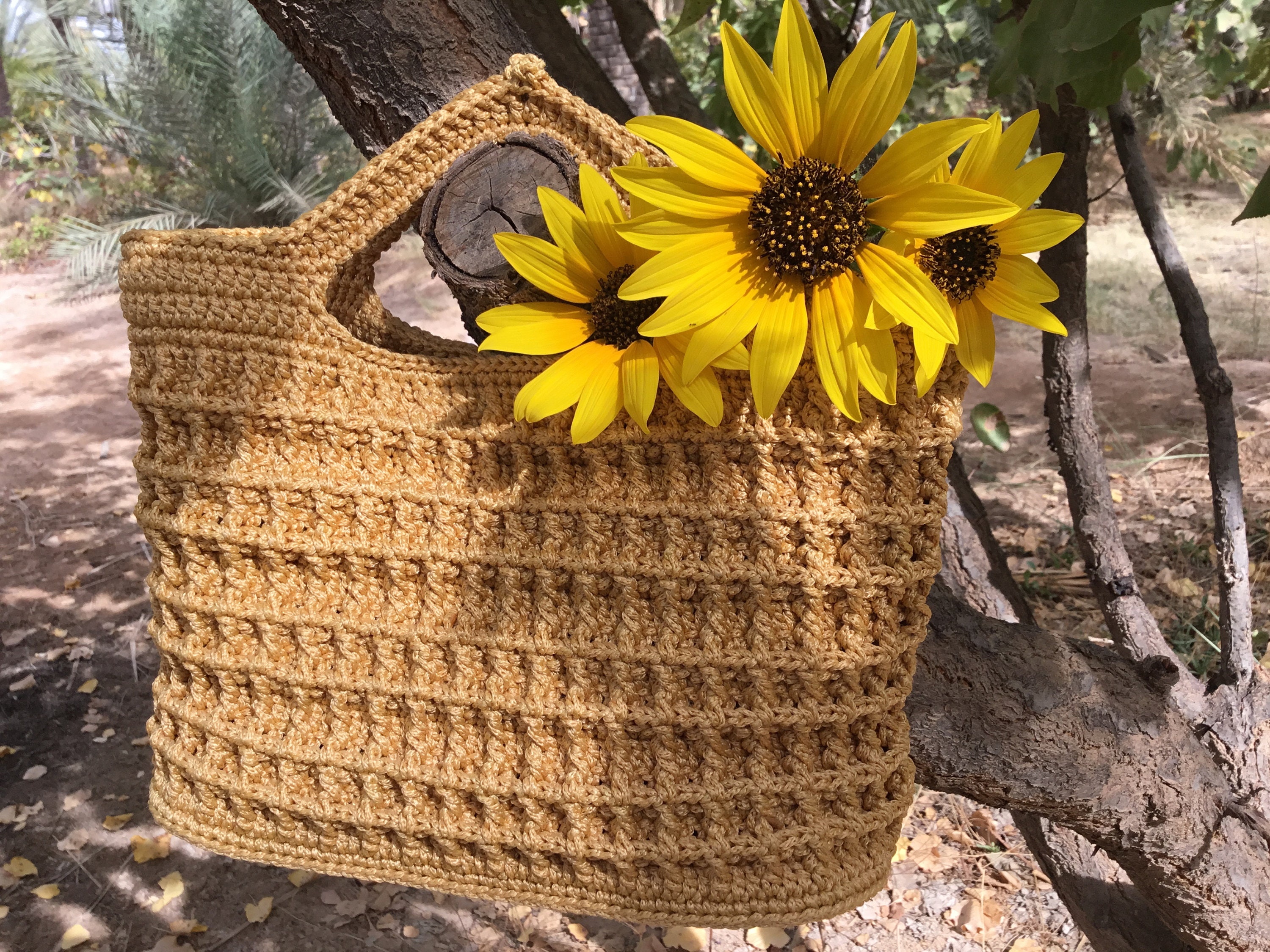 Crochet Pattern Waffle Stitch Picnic Bag Outside Bag Easy - Etsy