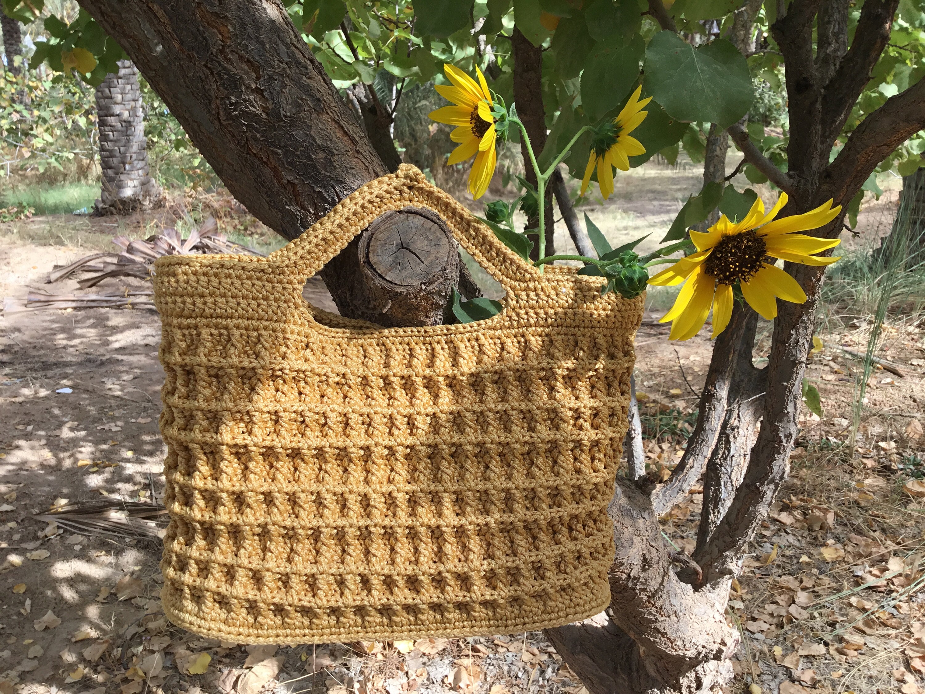 Crochet Pattern Waffle Stitch Picnic Bag Outside Bag Easy - Etsy