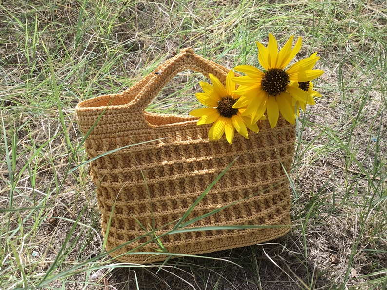 Crochet Pattern Waffle Stitch Picnic Bag Outside Bag Easy - Etsy