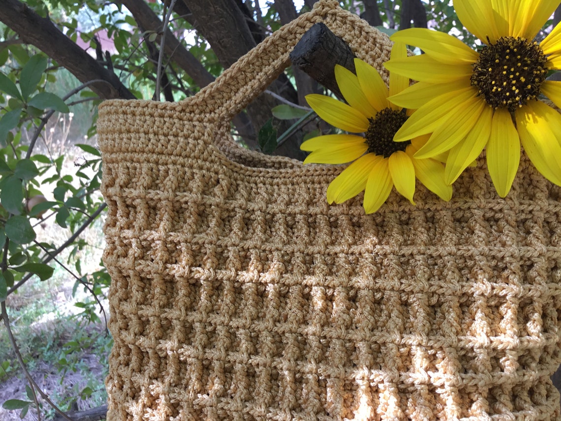 Crochet Pattern Waffle Stitch Picnic Bag Outside Bag Easy - Etsy