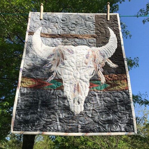 Bison Skull Quilt Bison Quilt Pattern Buffalo Skull Quilted | Etsy