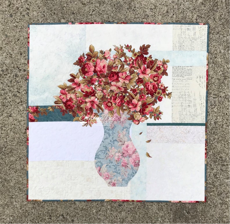 Bouquet Quilt Quilt Pattern Raw Edge Applique Applique Vase - Etsy
