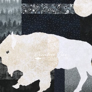 Wildlife Applique, Rustic Buffalo Quilt Pattern for DIY Home Decor ...