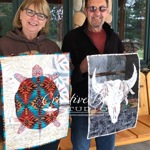 Bison Skull Quilt, Bison Quilt Pattern, Buffalo Skull Quilted Wall ...