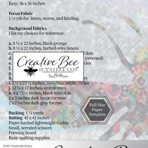 Wildlife Applique, Rustic Buffalo Quilt Pattern for DIY Home Decor ...