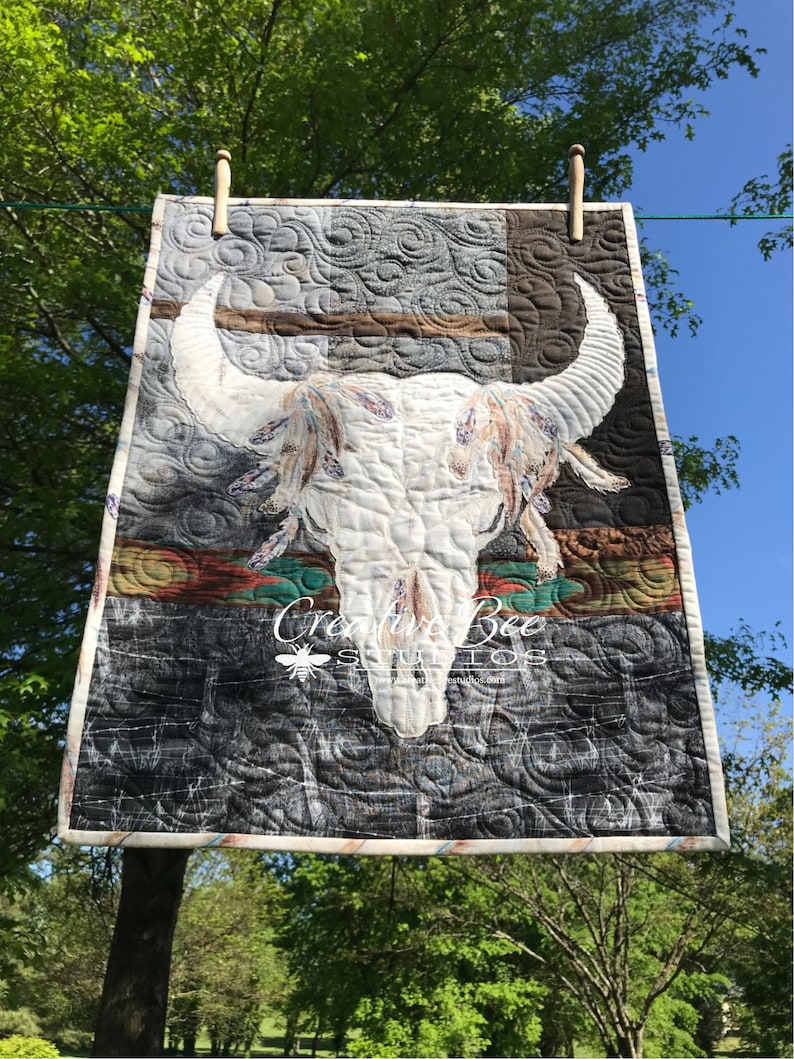 Bison Skull Quilt Bison Quilt Pattern Buffalo Skull Quilted - Etsy