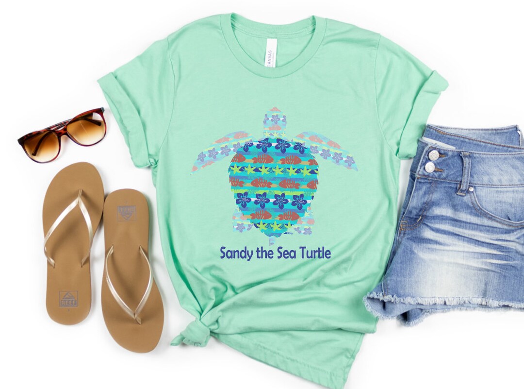 Unique Sea Turtle Print T-shirt for Men or Women, Eco-friendly Design ...