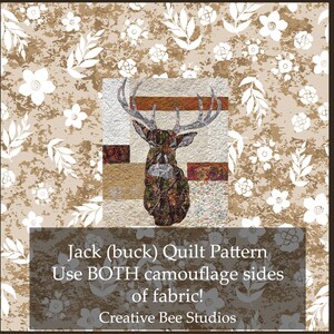 Deer Applique Quilt Pattern: Camouflage Fabric Wildlife Decor (36x36 ...