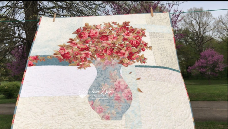 Bouquet Quilt Quilt Pattern Raw Edge Applique Applique Vase - Etsy