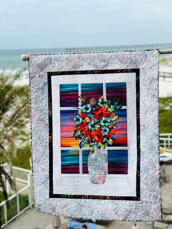 Quilt Patterns Tropical Sunset Quilted Wall Hanging Fusible | Etsy