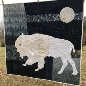 Wildlife Applique, Rustic Buffalo Quilt Pattern for DIY Home Decor ...