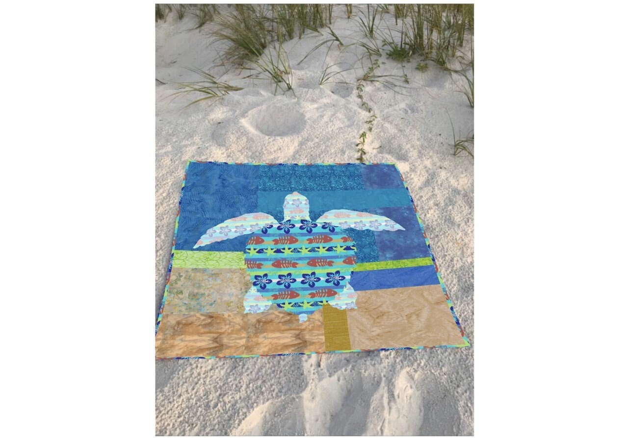 Sea Turtle Applique Quilt Pattern-sandy the Sea Turtle is Made With ...