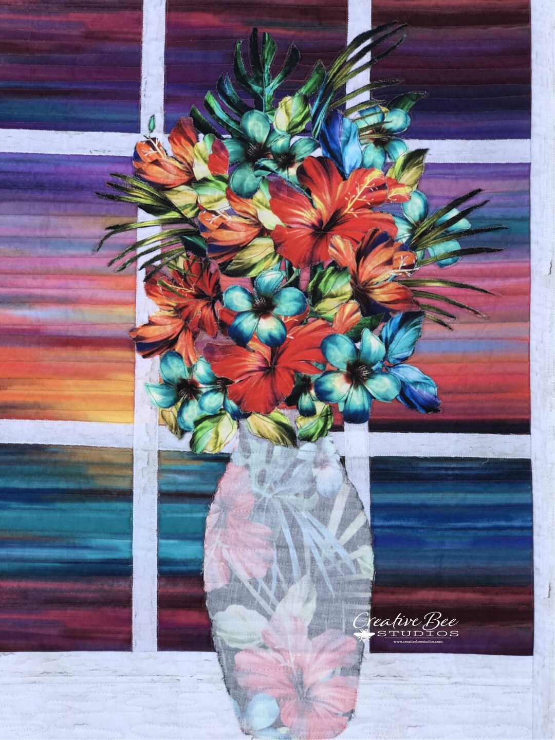 Tropical Sunset Bouquet Quilt Pattern: Fusible Applique Wall Hanging - Etsy