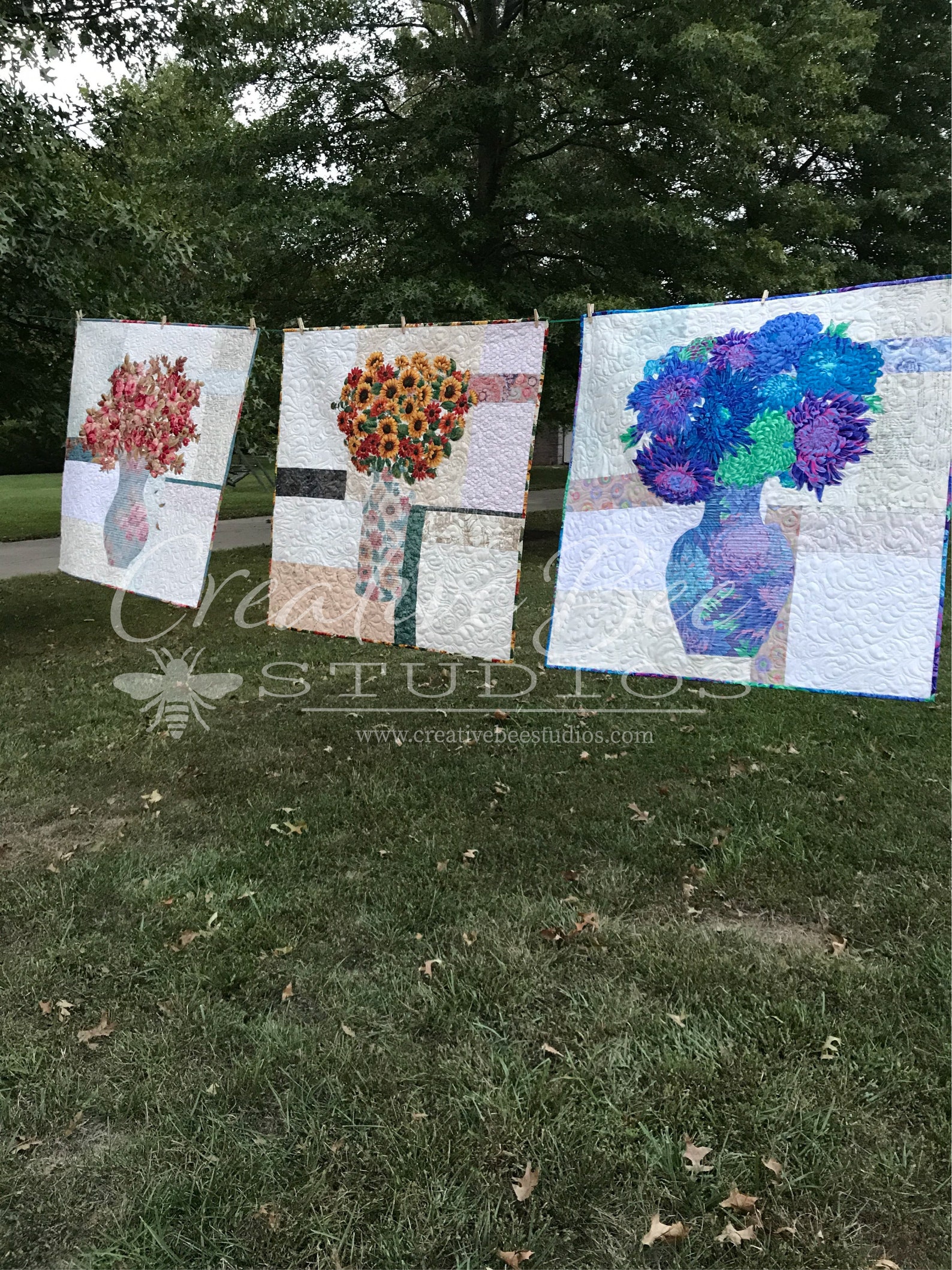 Bouquet Quilt Quilt Pattern Raw Edge Applique Applique Vase - Etsy