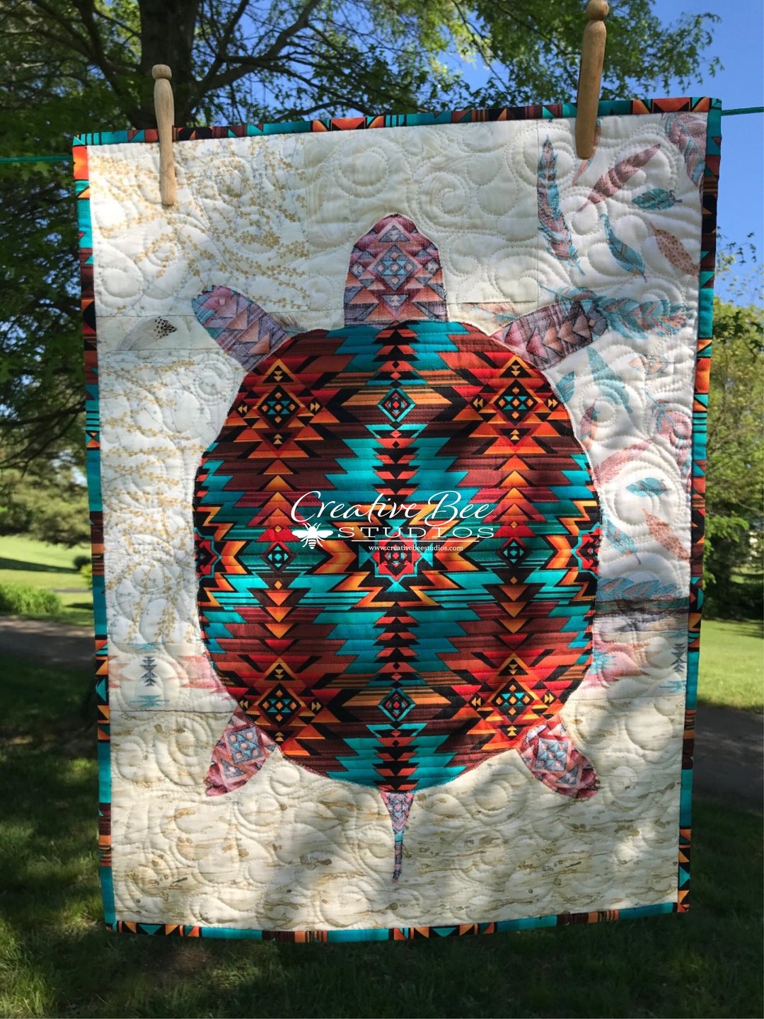 Turtle Quilt Applique Pattern - Use Both Sides of One Focus Fabric and ...