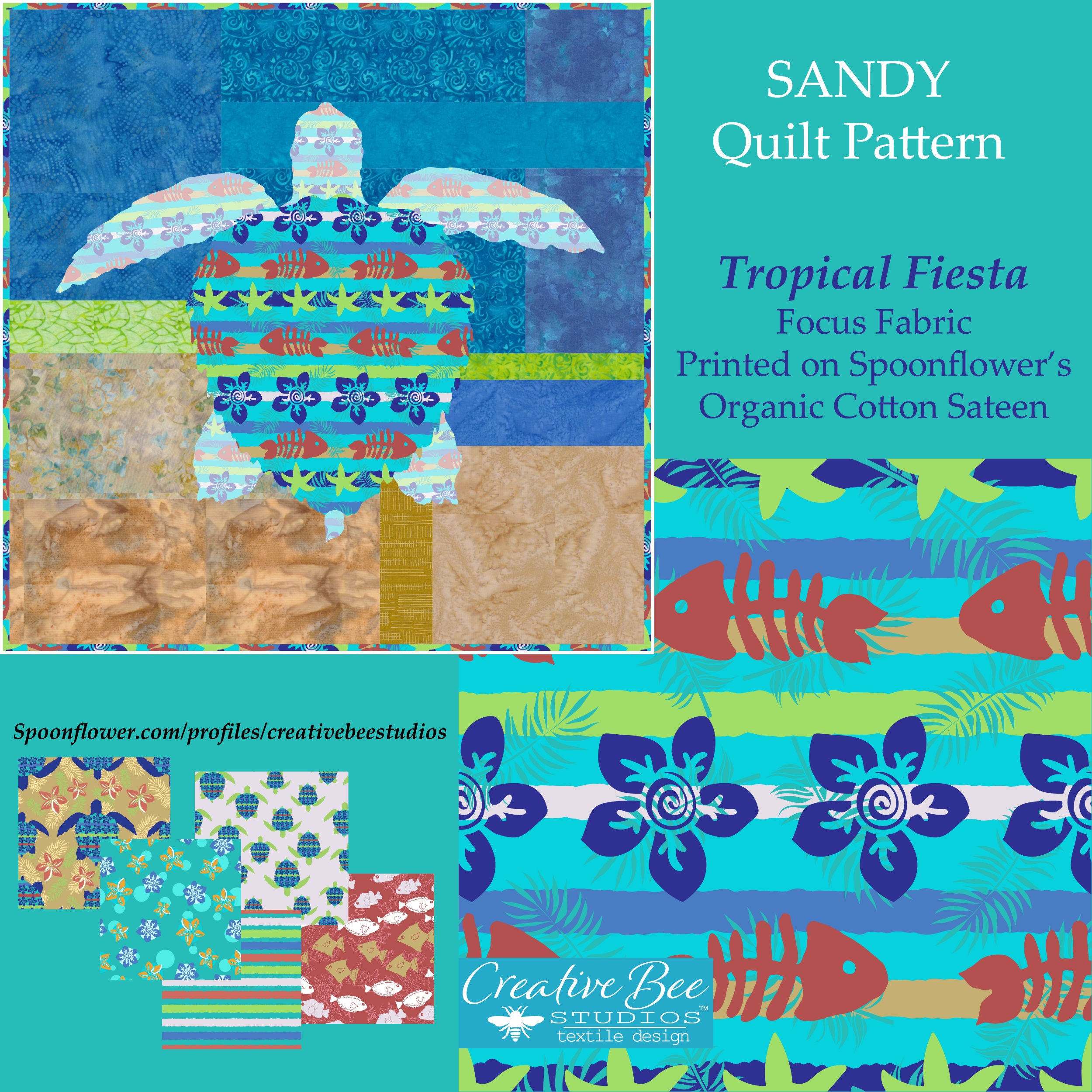 Sea Turtle Applique Quilt Pattern-sandy the Sea Turtle is Made With ...