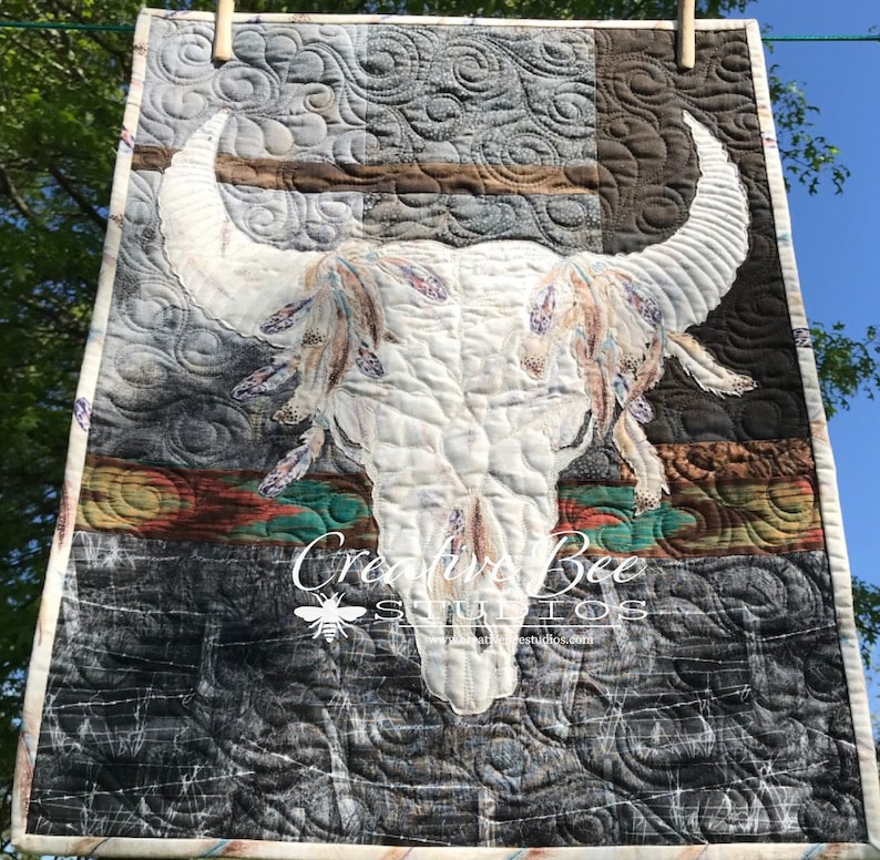 Bison Skull Quilt Bison Quilt Pattern Buffalo Skull Quilted - Etsy