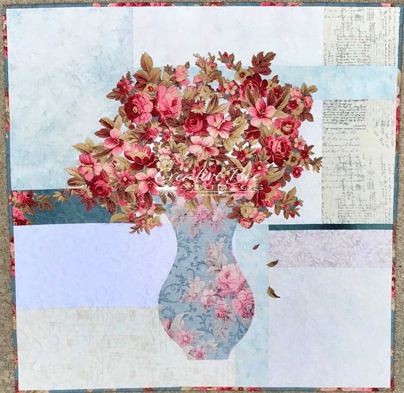 Bouquet Quilt Quilt Pattern Raw Edge Applique Applique Vase - Etsy