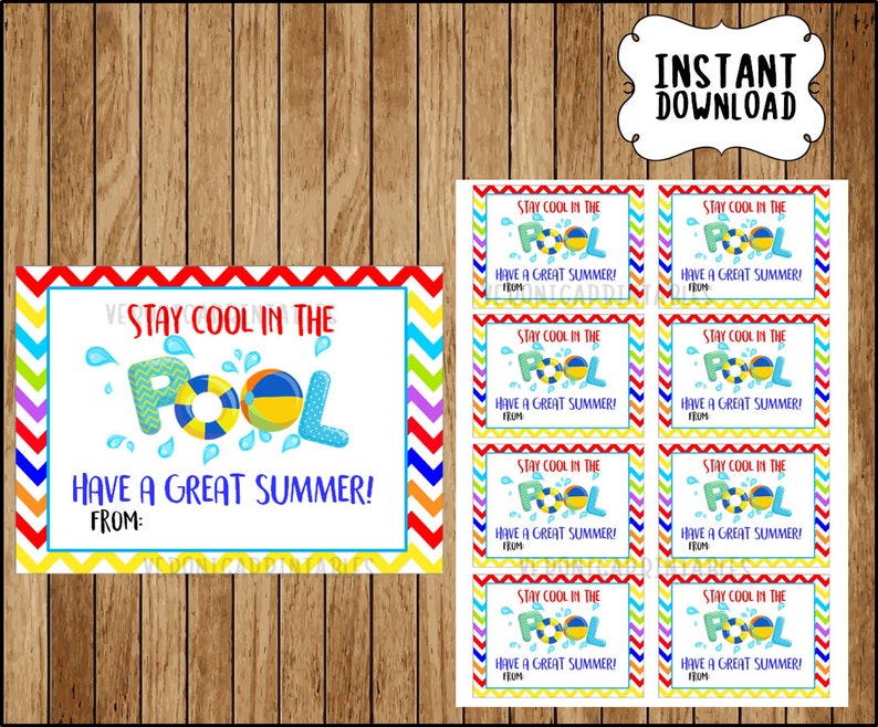 Stay cool in the pool have a great summer Favor Tag End of | Etsy