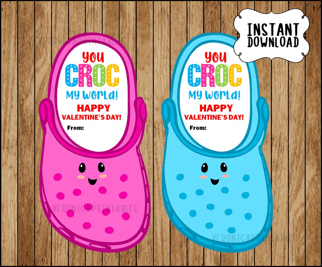 Shoe Charm Valentine's Day Cards Instant Download, Printable Clog Shoe ...
