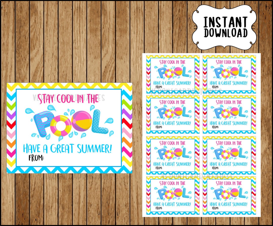 Stay Cool in the Pool Have a Great Summer! Favor Tag, End of School ...