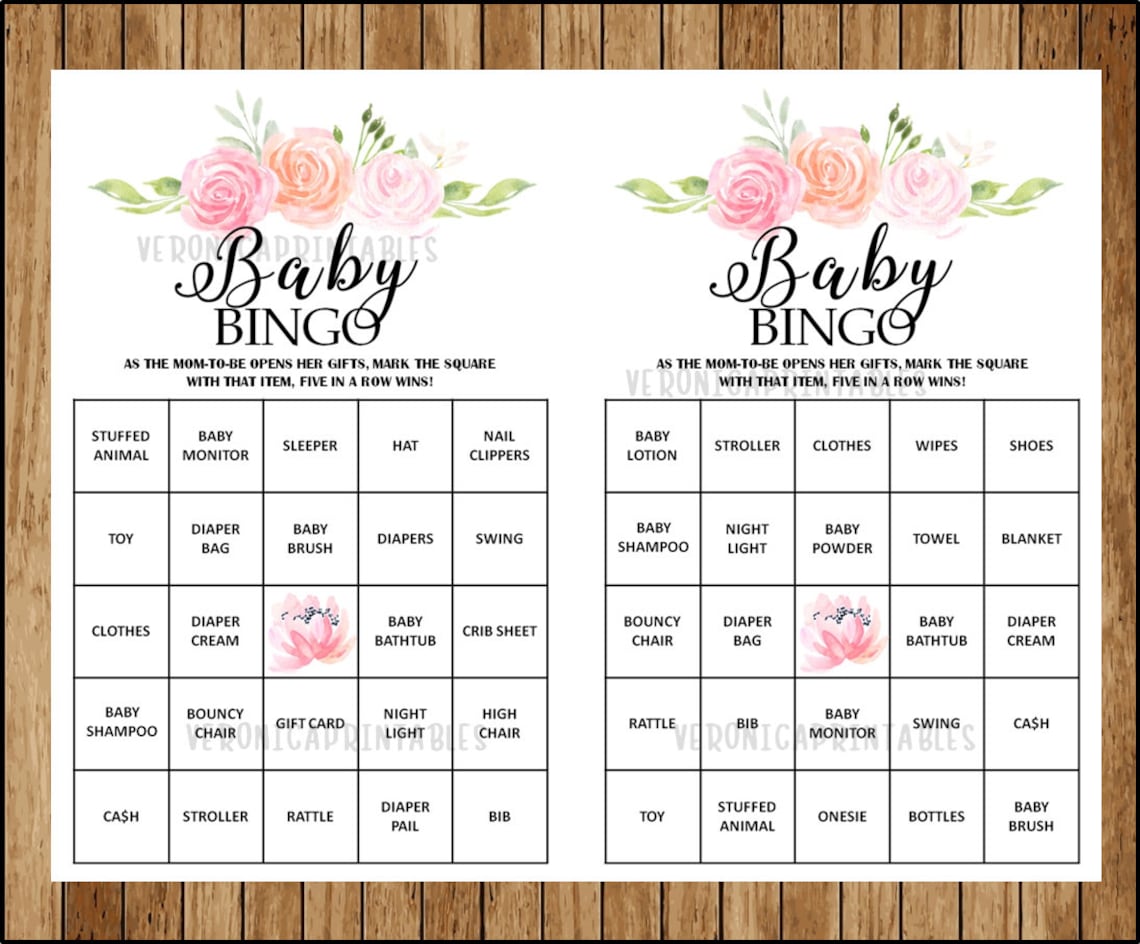 Pink Floral Baby Shower Bingo 60 Unique Game Sheets Baby - Etsy