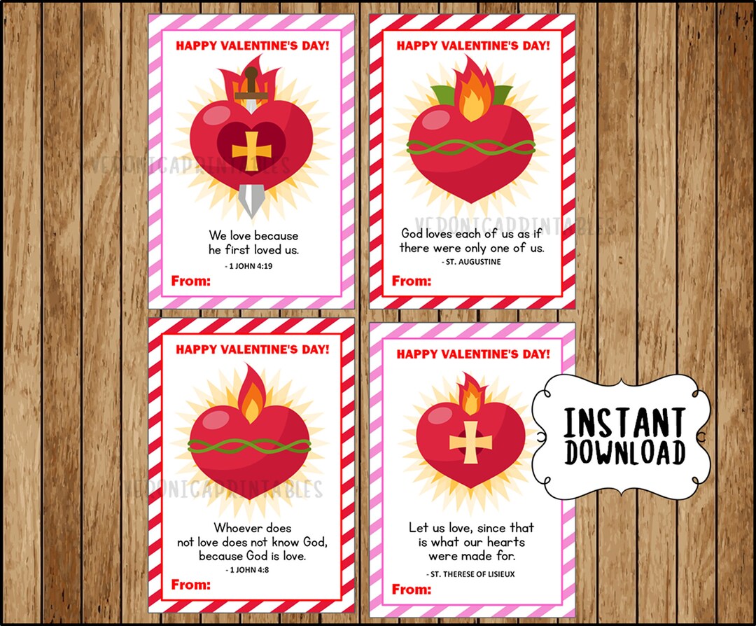 Catholic Valentine's Day Cards Instant Download, Printable Christian ...