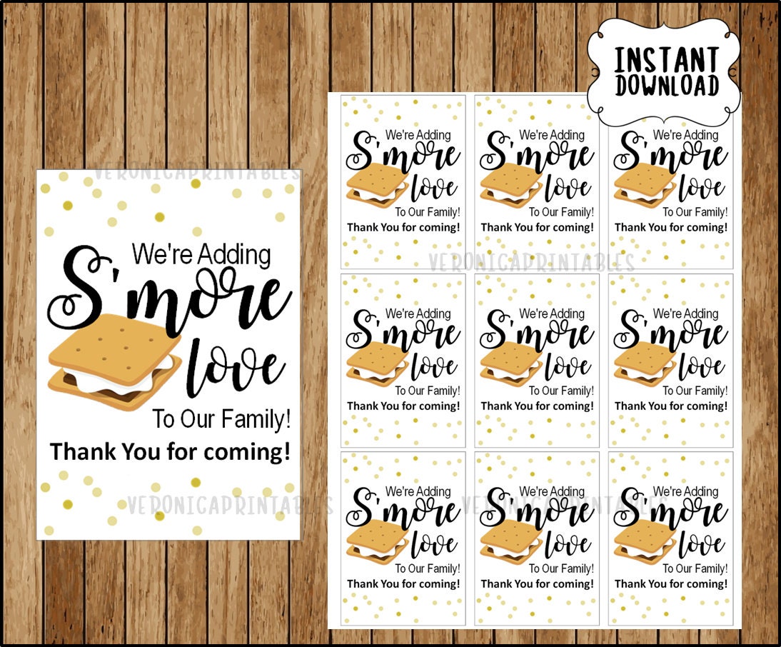 S'mores Baby Shower Favors Printable Baby Shower Gift | Etsy