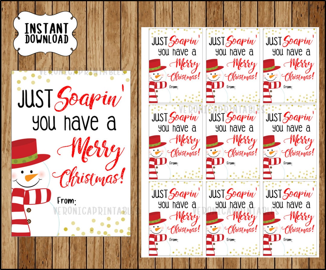 INSTANT DOWNLOAD, Printable Hand Soap Gift Tags, Just Soapin You Have A ...