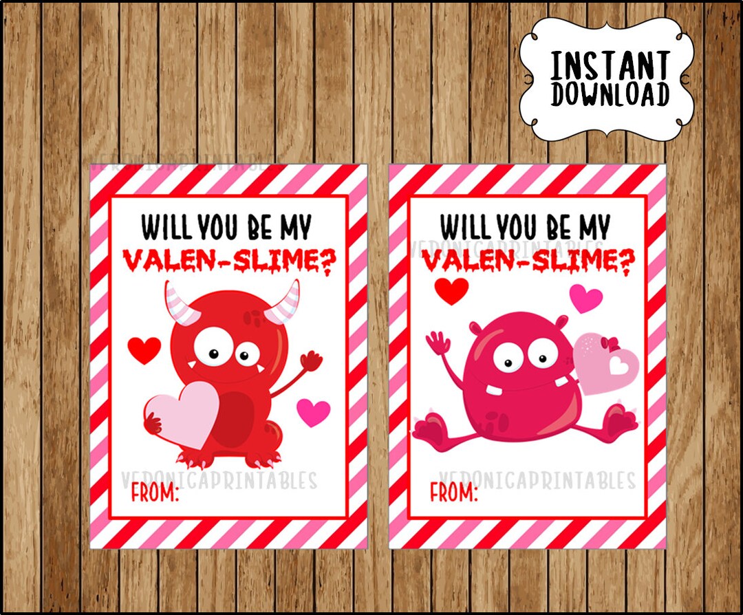 Printable Slime Valentine Card, Instant Download - Etsy