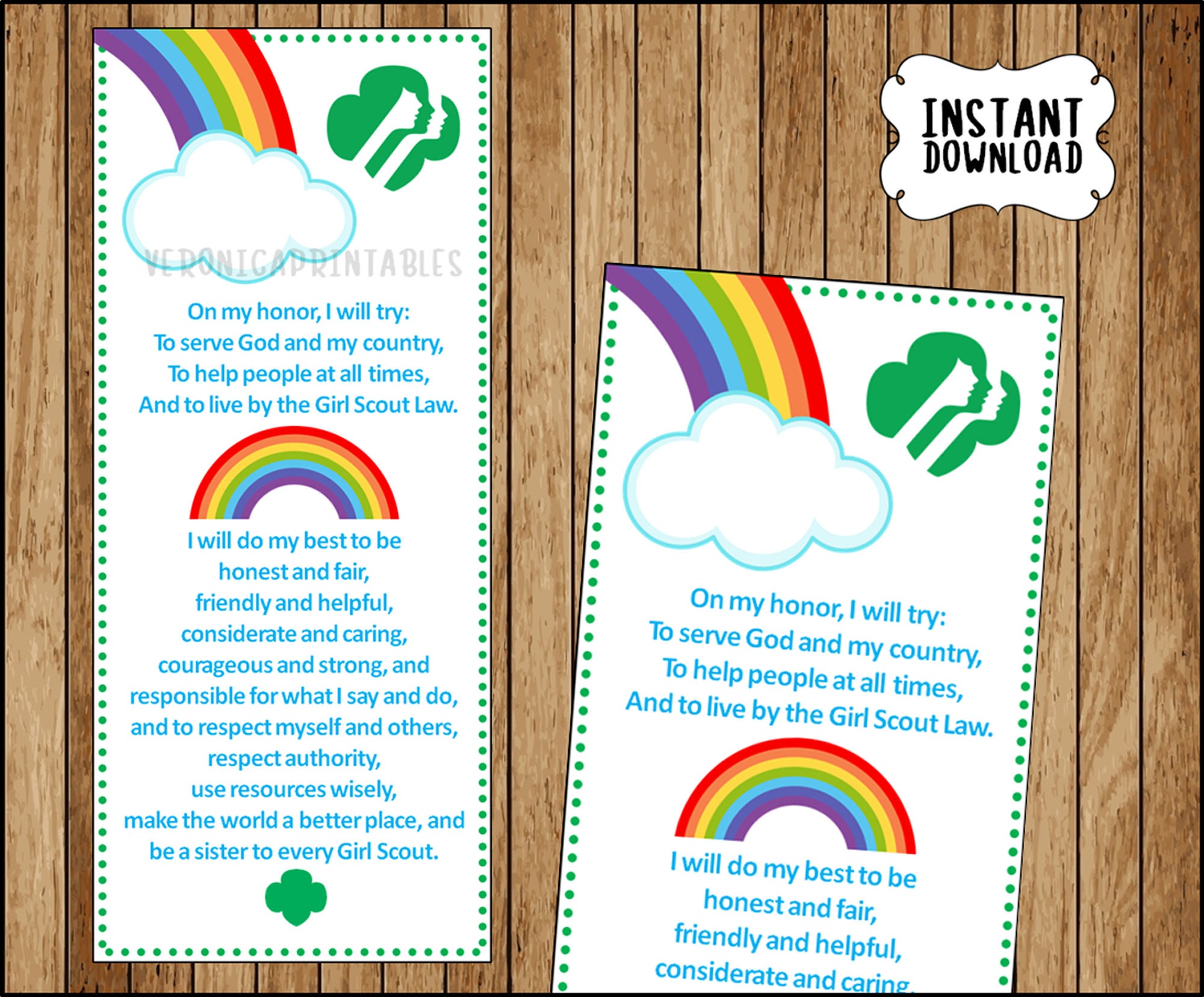 Girl Scout Promise Printable Scout Bookmark Scout Promise | Etsy