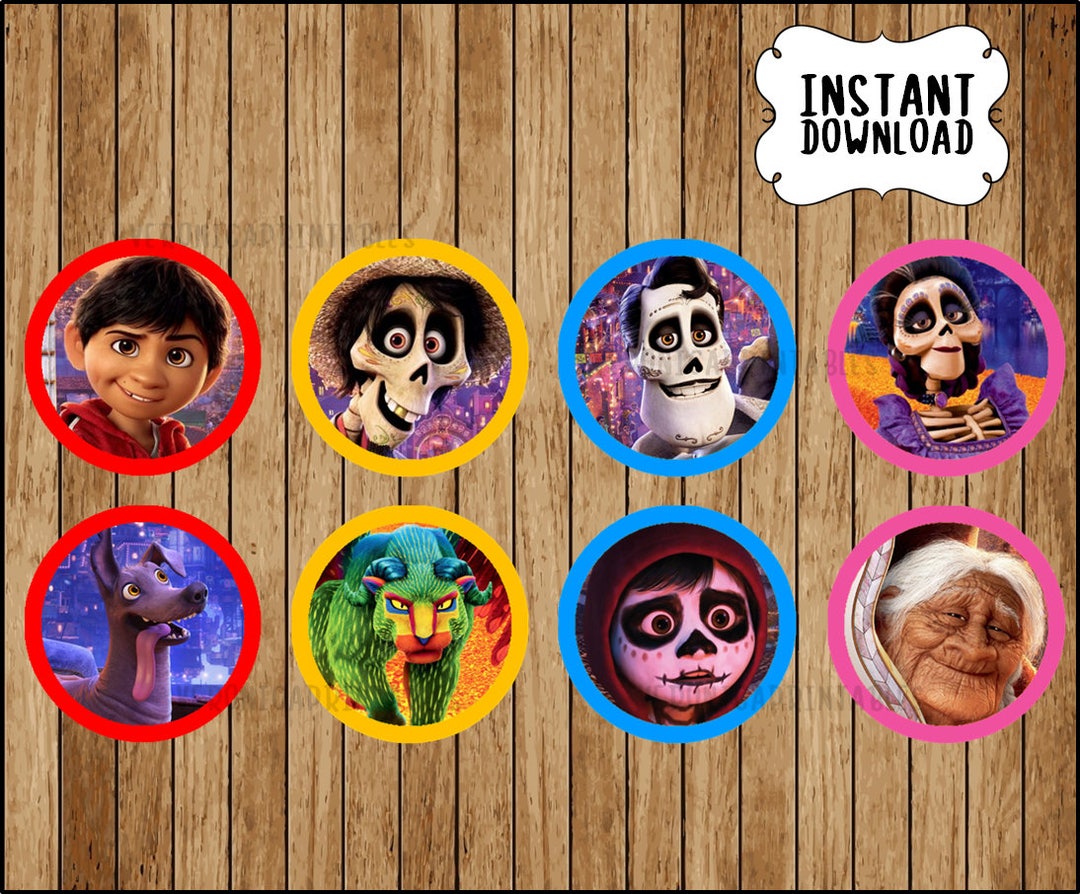 Coco Cupcakes Toppers, Printable Coco Party Toppers, Coco Cupcakes ...